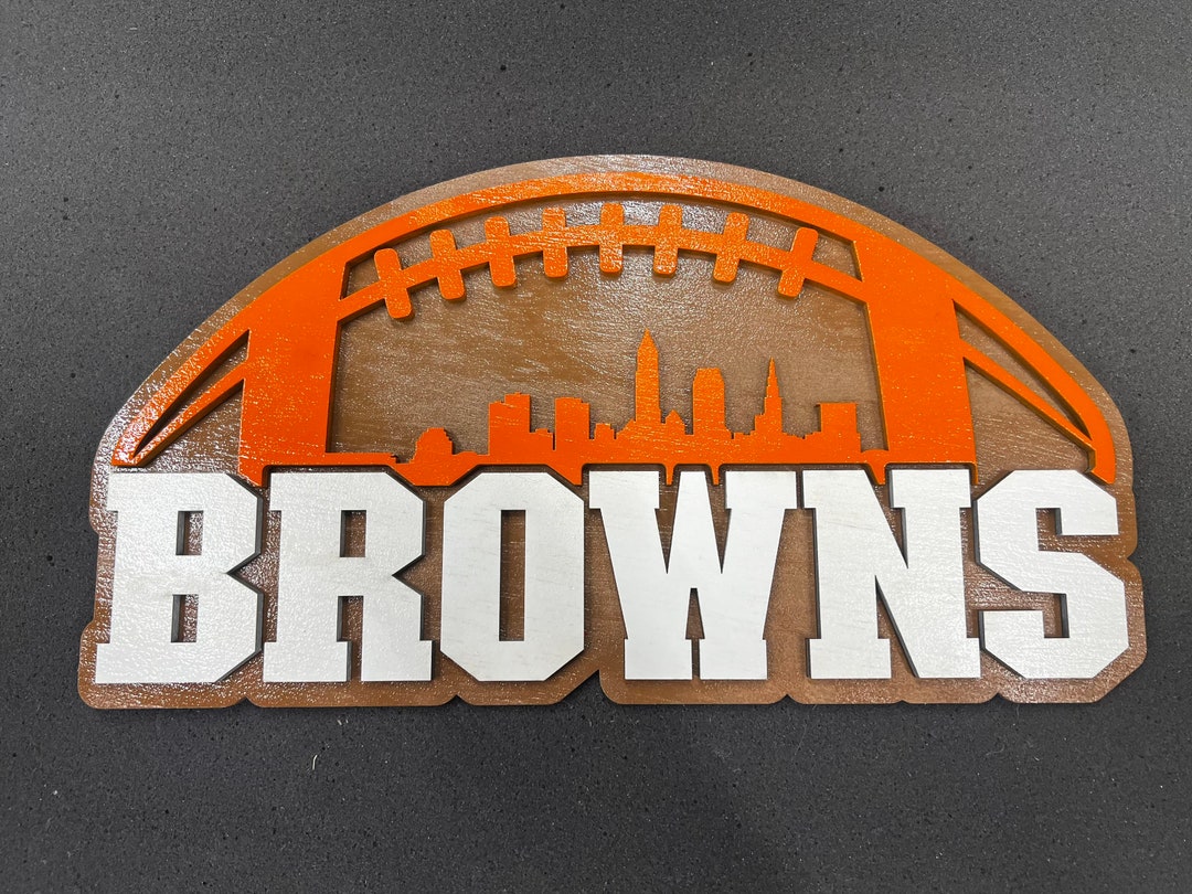 Cleveland Browns Football Sign – Hand-painted Wooden Wall Art, 2-layer ...