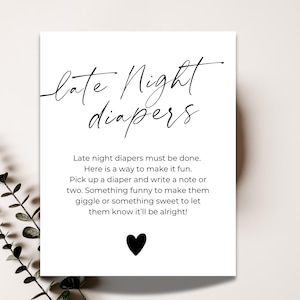 Late Night Diapers Sign Gender Neutral | Baby Shower Printable Games ...