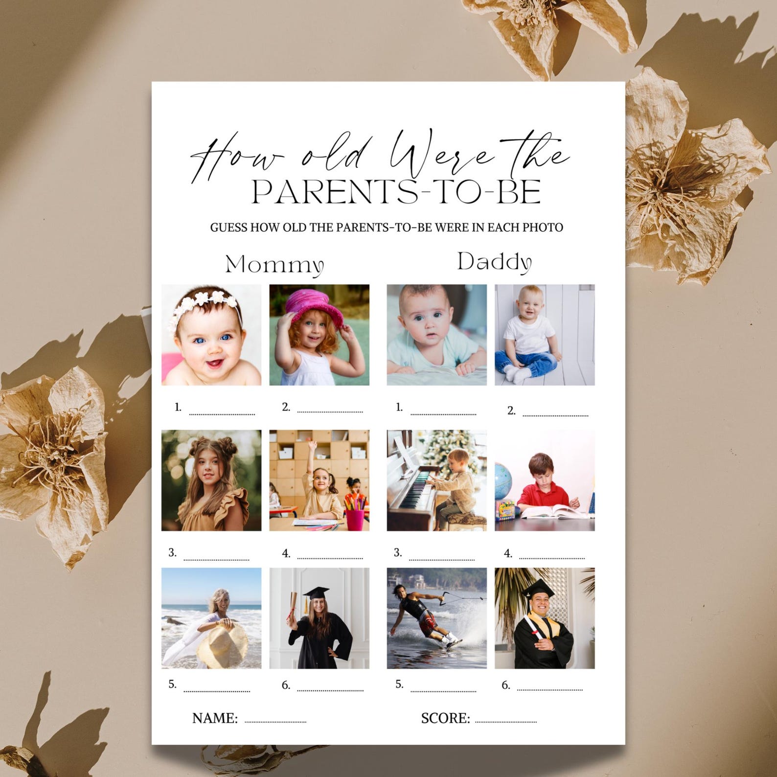Modern How Old Were the Parents to Be Baby Shower Game , Modern Baby ...