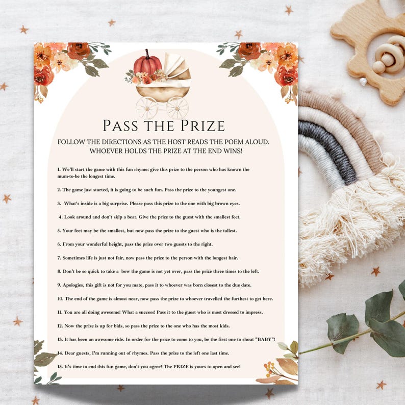 Funny Baby Shower Game Pumpkin Pass the Prize Game Pass the Gift Game ...