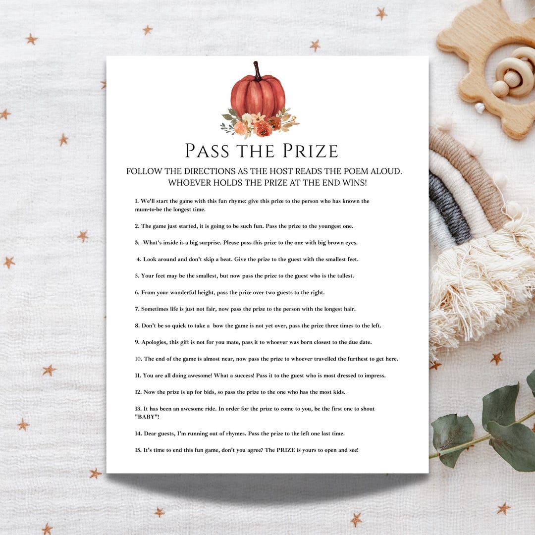 Funny Baby Shower Game Pumpkin Pass the Prize Game Pass the Gift Game ...