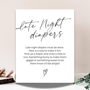 Late Night Diapers Sign Gender Neutral | Baby Shower Printable Games ...