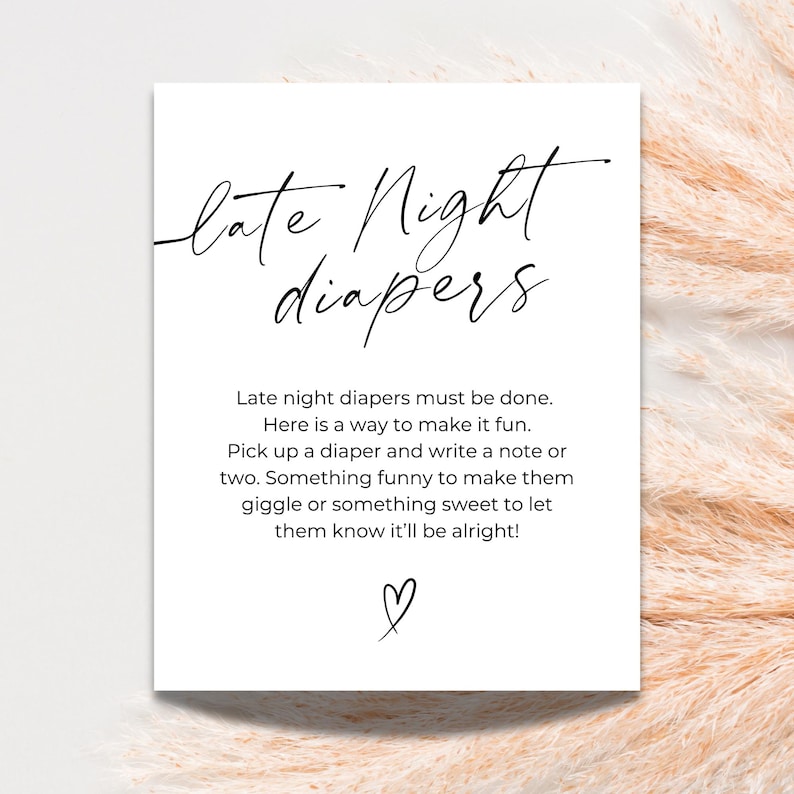 Late Night Diapers Sign Gender Neutral | Baby Shower Printable Games ...