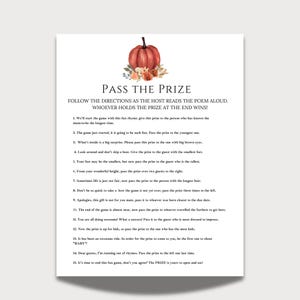 Funny Baby Shower Game Pumpkin Pass the Prize Game Pass the Gift Game ...