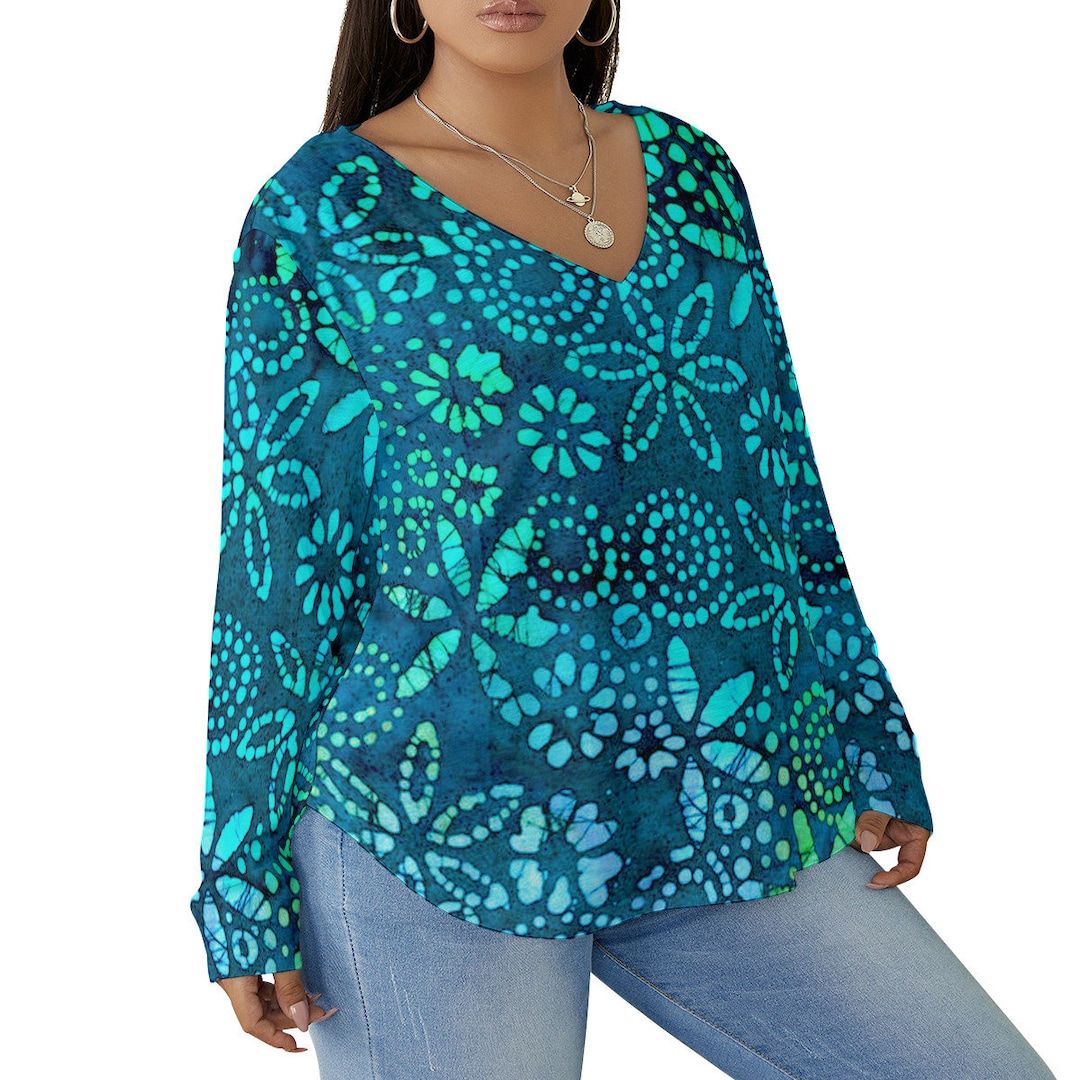 Multiple Colors, Plus Size Curved Hem Top, Loose Flowy Long Sleeve ...