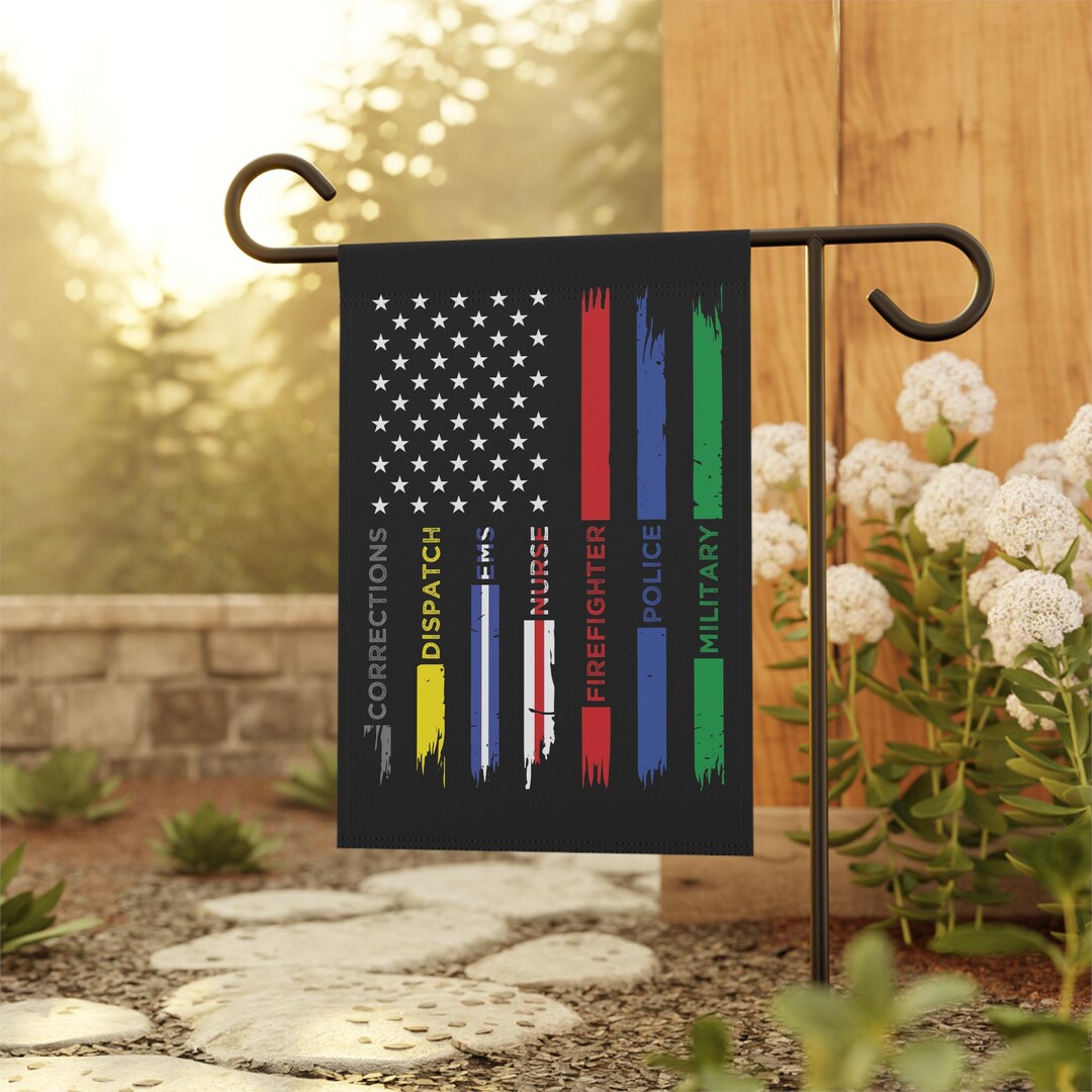 First Responder Garden Flag, Patriotic Garden Flag, Support Our Heroes ...