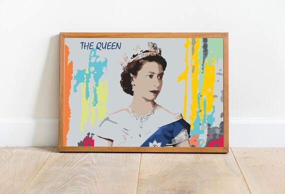 Queen Elizabeth II the Union Jack Queen Elizabeth Portrait - Etsy