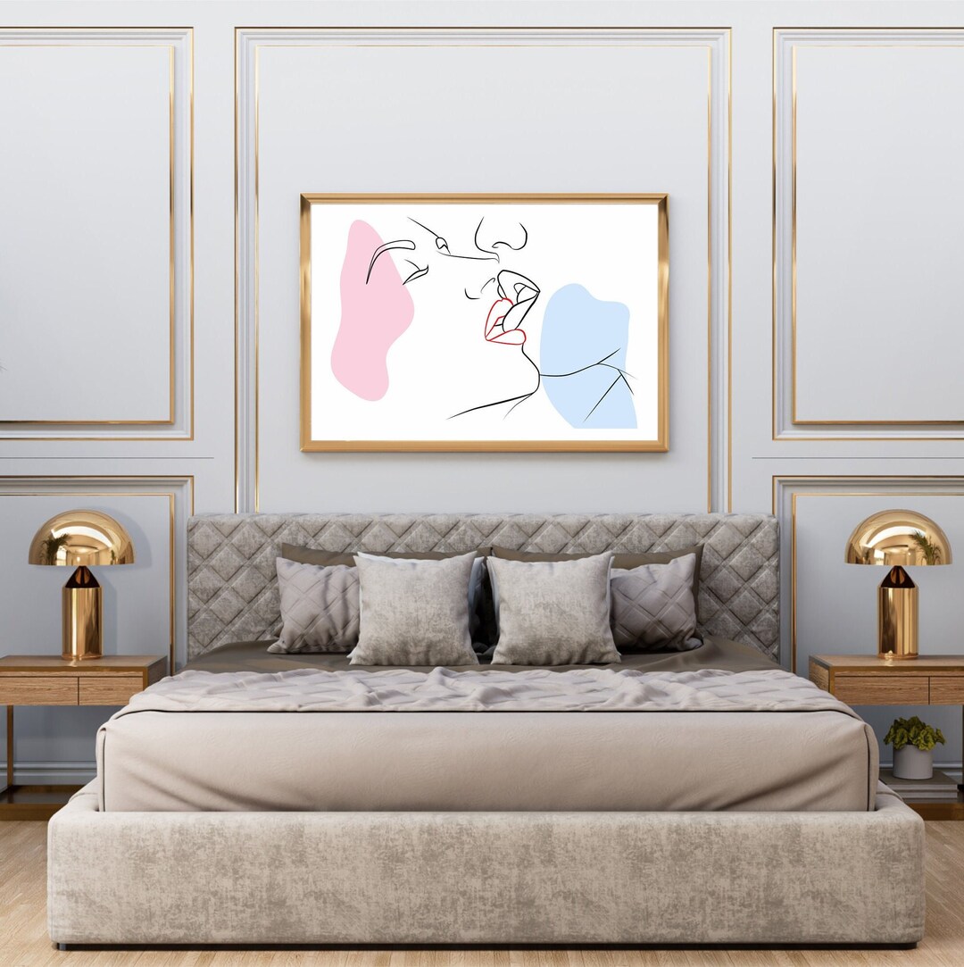 One Line Art Love | Kiss Line Art | Continuous Line Art | Line Art ...