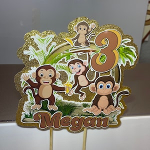 Cute Monkey Cake Toppers, Monkey Party Decoration, Little Monkey Party ...