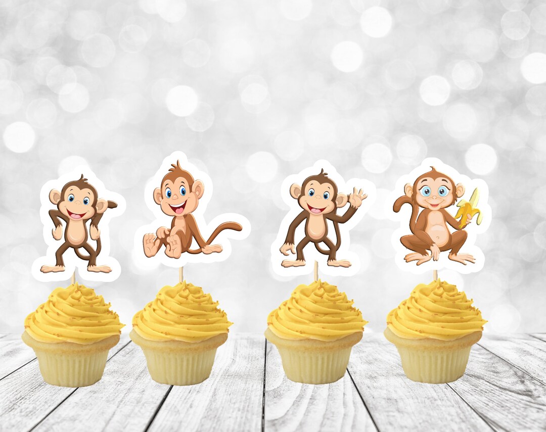 Cute Monkeys Cupcake Toppers Monkeys Party Decoration Little - Etsy
