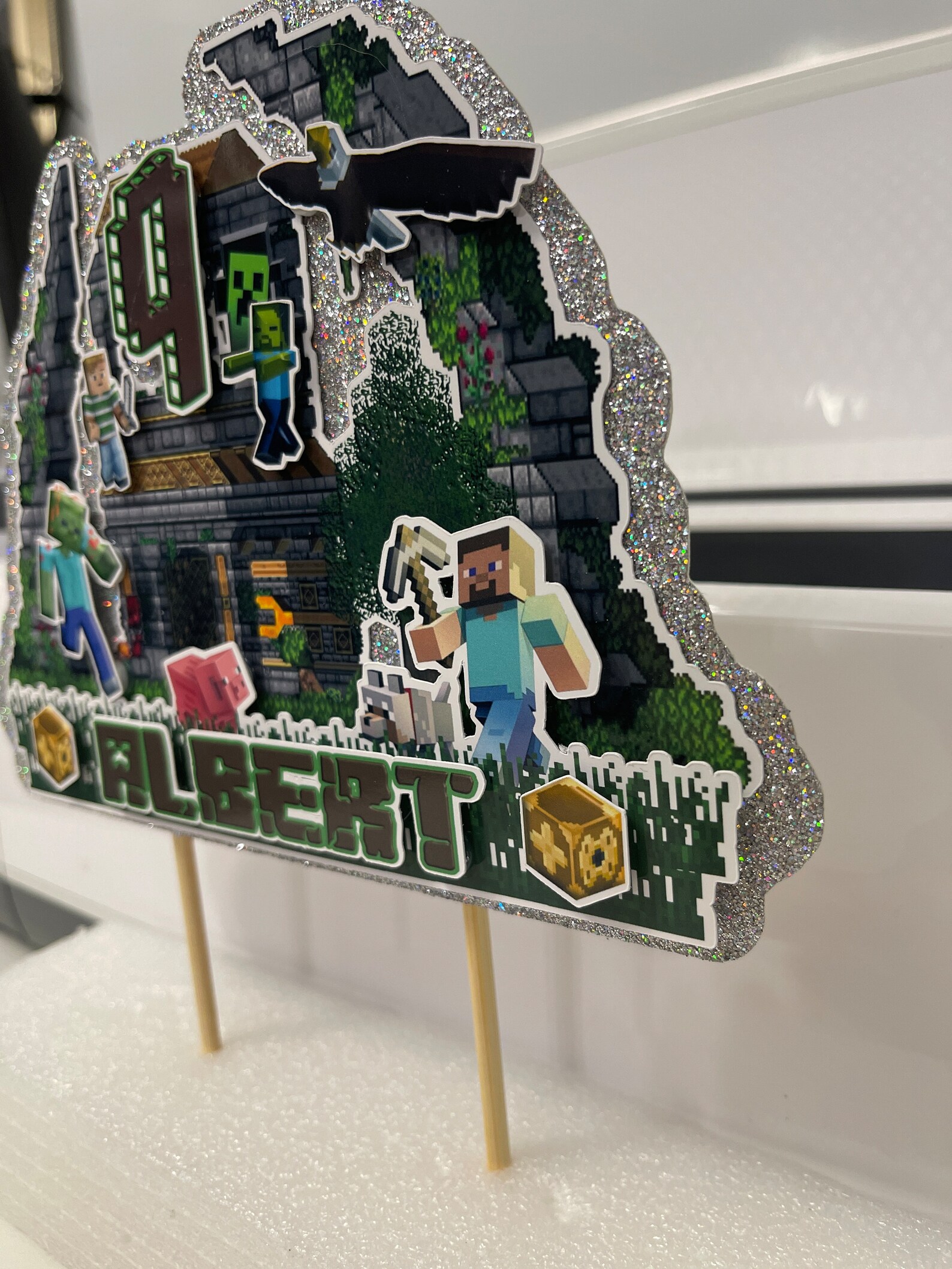 Minecraft Cake Topper, Gamer Birthday Party Decoration, 3D Design - Etsy
