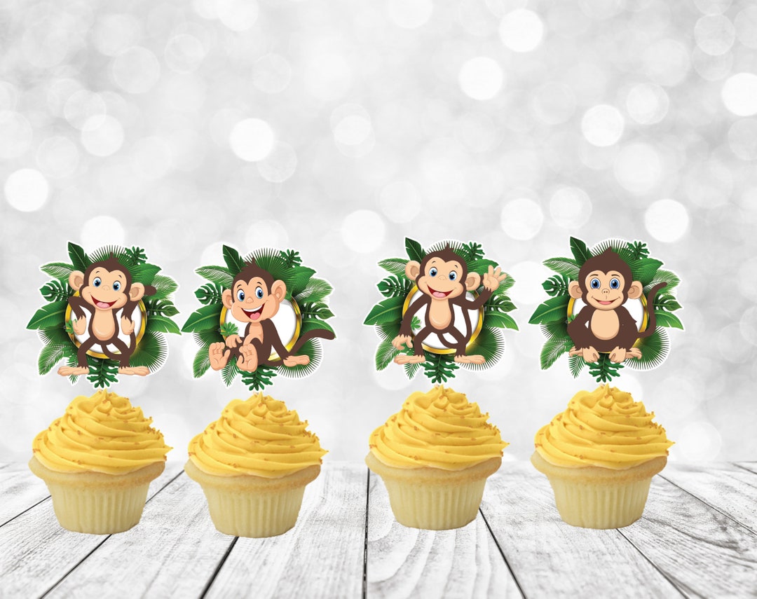 Cute Monkeys Cupcake Toppers, Monkeys Party Decoration, Little Monkeys ...