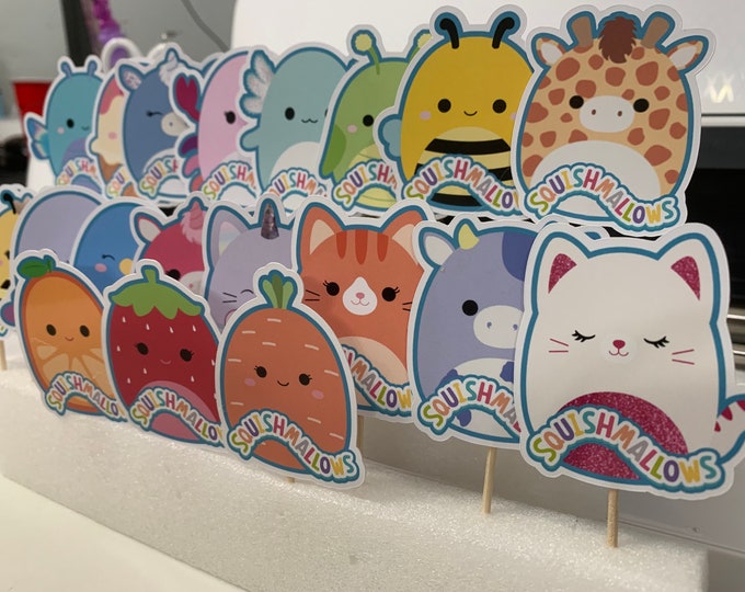 Squishmallow Cupcake Toppers Squishmallow Cupcakes Squishmallows Party Decorations Squishmallows ...