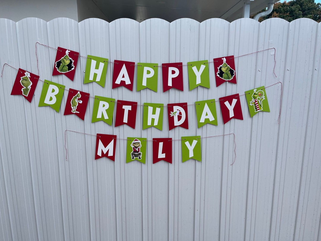 Grinch Happy Birthday Banner - Etsy
