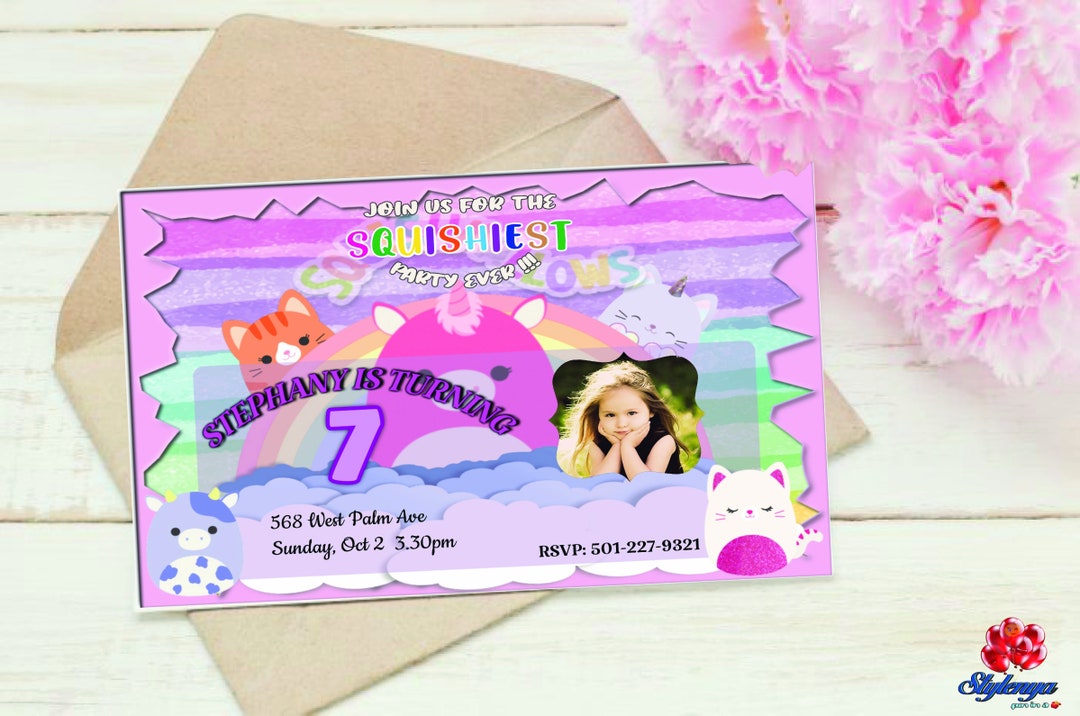 Editable and Printable Squishmallows Happy Birthday Party Invitation ...