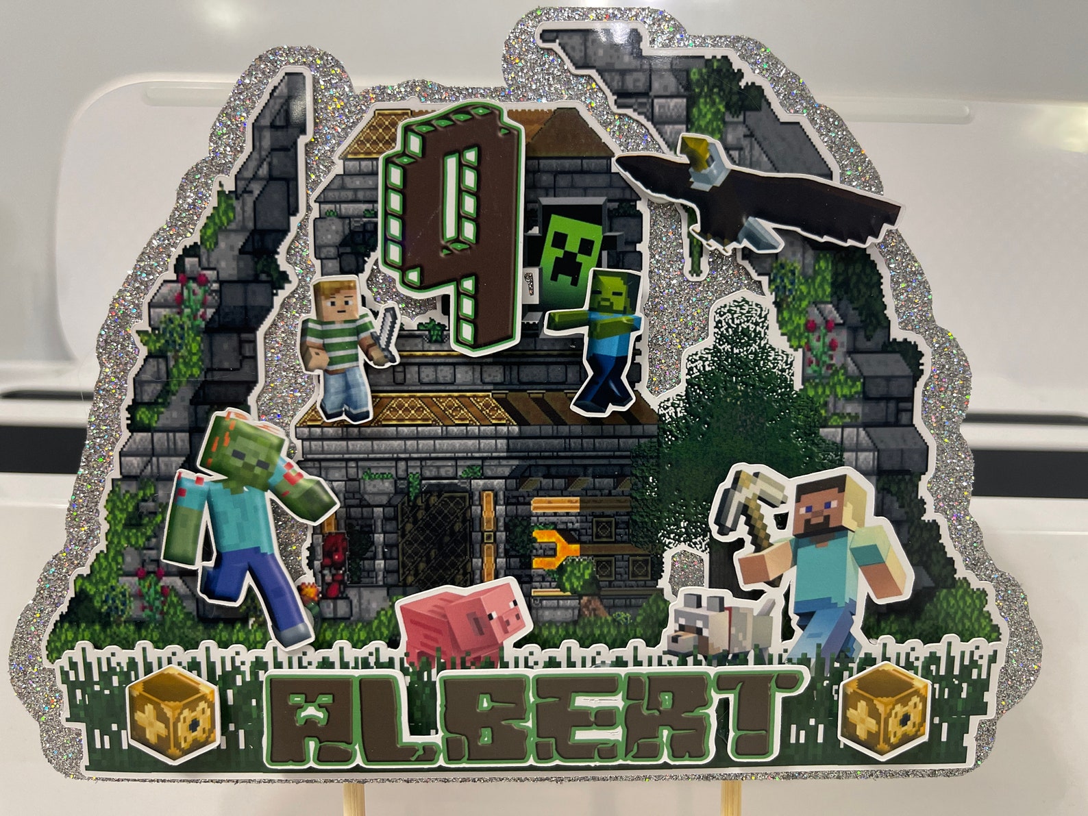 Minecraft Cake Topper, Gamer Birthday Party Decoration, 3D Design - Etsy