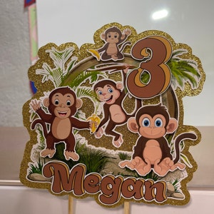 Cute Monkey Cake Toppers, Monkey Party Decoration, Little Monkey Party, Monkey Cake Toppers ...