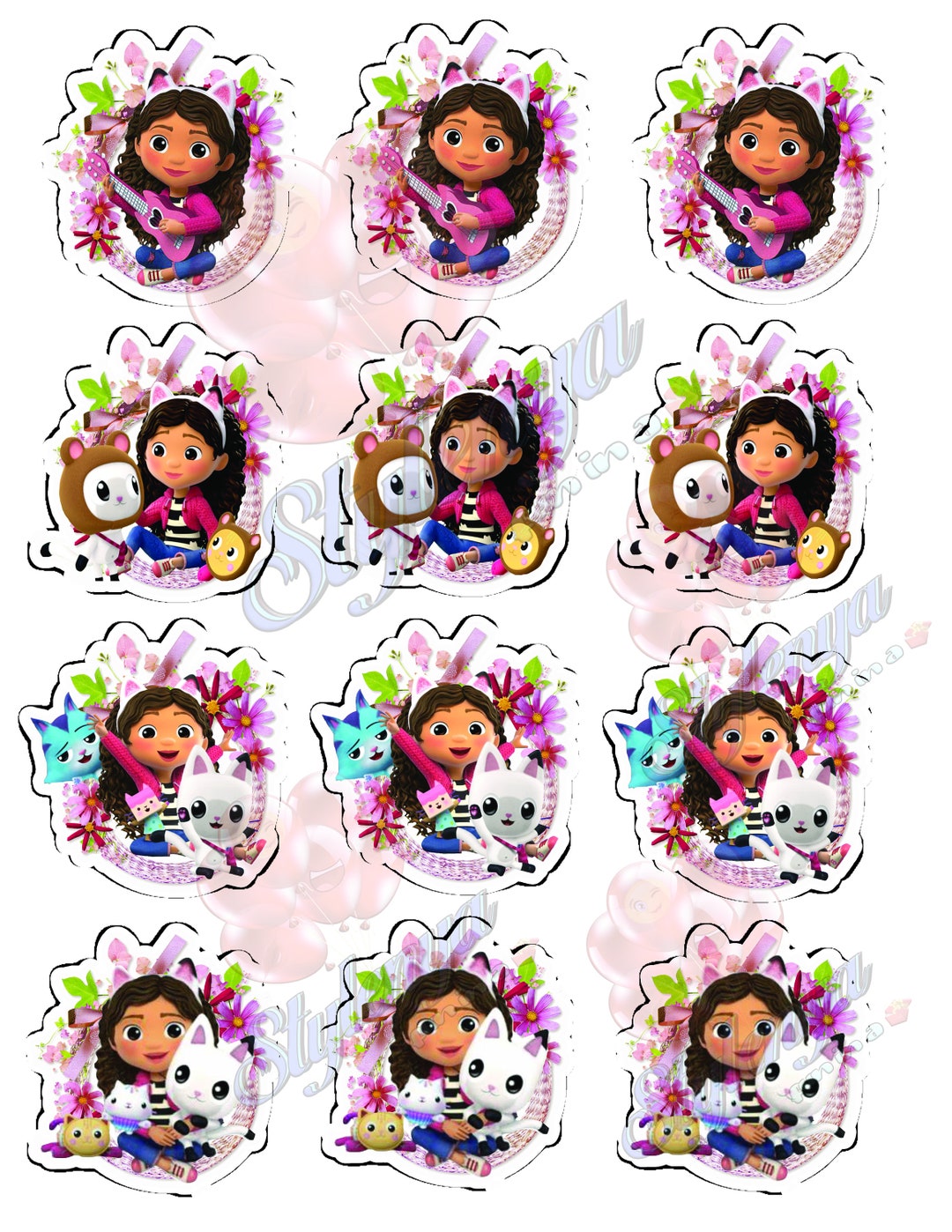 Gab-by Happy Birthday Cupcake Toppers for Girls (package of 12) Digital ...