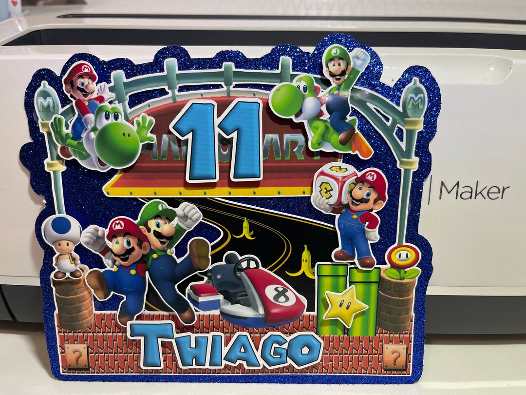 Gamer Boy Style Mario Cake Topper 3D Decoration, Gamer Boy Style Mario ...