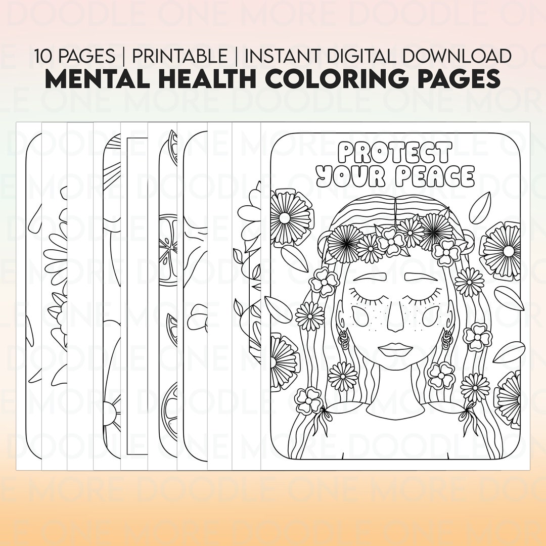 Set 15, Self Love Club, Mental Health Coloring Pages, Anxiety Relief ...