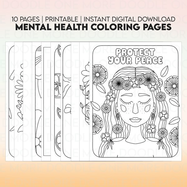 Printable Mental Health Coloring Pages - Etsy