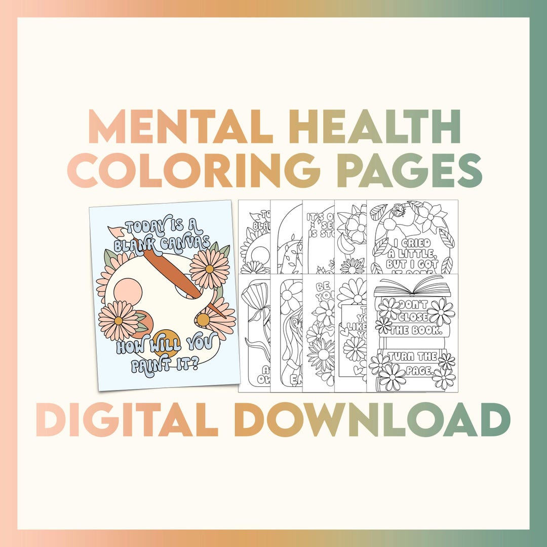 Mental Health Coloring Pages: Positive Affirmations, Self-care Art ...