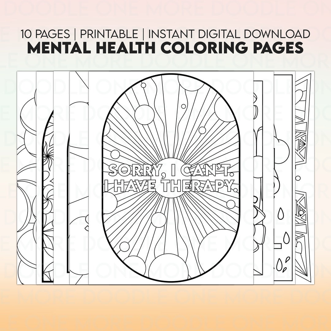 Set 7, Mental Health Coloring Pages, Guidance Therapy Printable, Teens ...