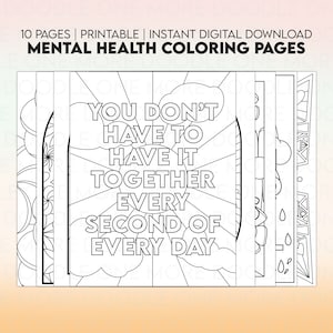 Set 7, Mental Health Coloring Pages, Guidance Therapy Printable, Teens ...