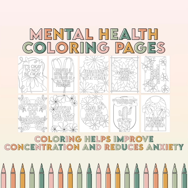 Mental Health Worksheets and Coloring Sheets - Etsy