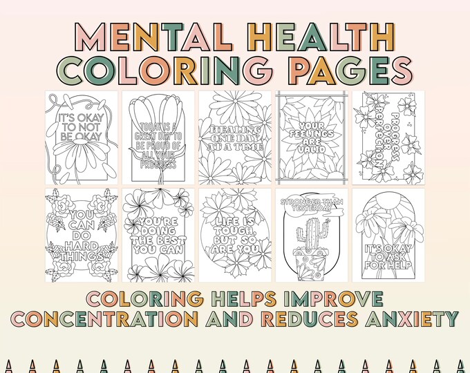 Mental Health Coloring Book, Kids and Adult Coloring Book, Therapeutic ...