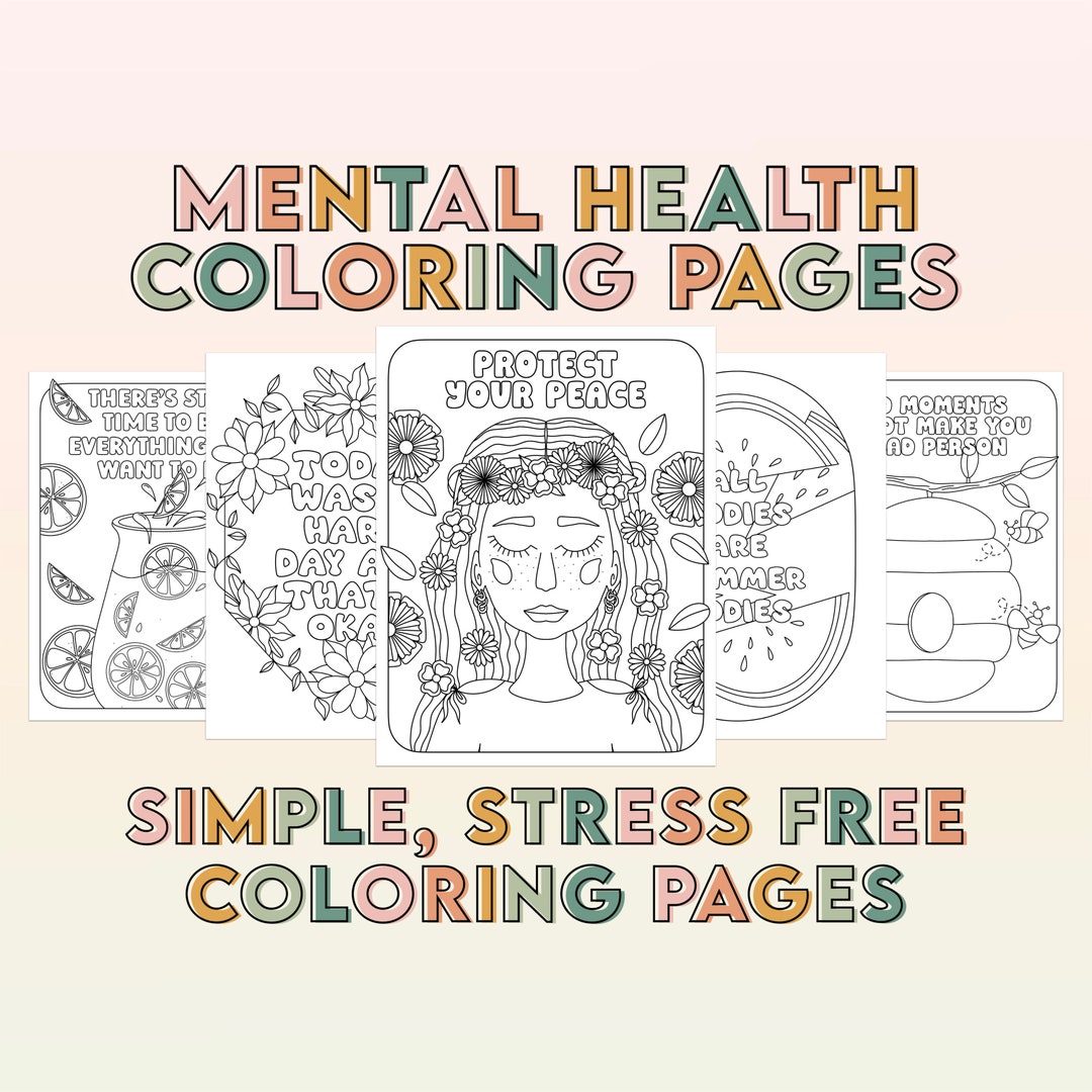 Set 15, Self Love Club, Mental Health Coloring Pages, Anxiety Relief ...