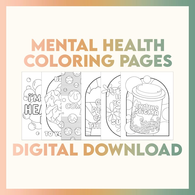 Mental Health Coloring Book: Self-care Art Printables (digital Download ...