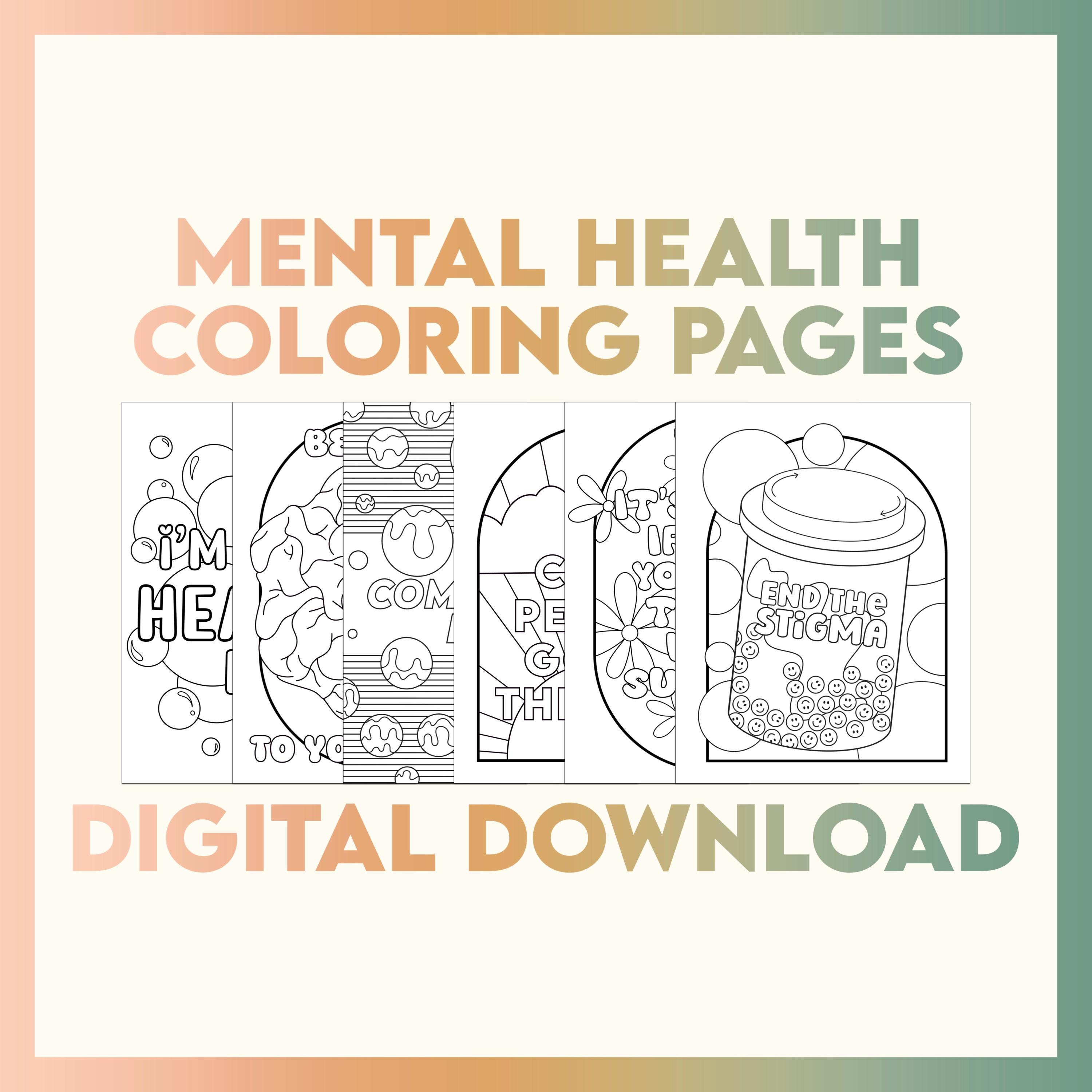 Mental Health Coloring Book: Self-care Art Printables (digital Download ...