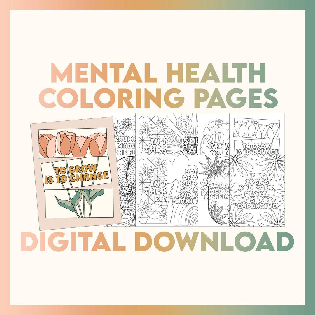 Mental Health Coloring Pages: Therapy Guidance Worksheets (digital ...