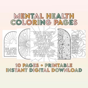Set 7, Mental Health Coloring Pages, Guidance Therapy Printable, Teens ...