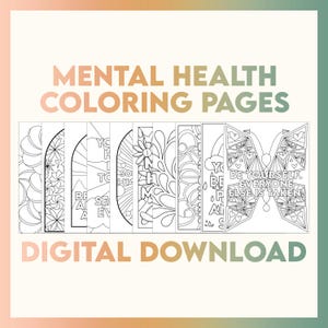 Set #7, Mental Health Coloring Pages, Guidance Therapy Printable, Teens ...