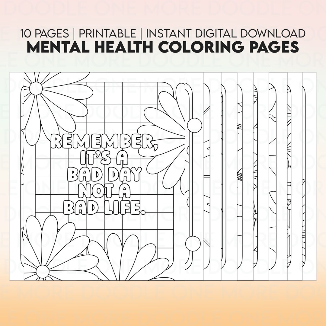 Mental Health Coloring Pages, Therapy Printables, Coloring Book, Self ...
