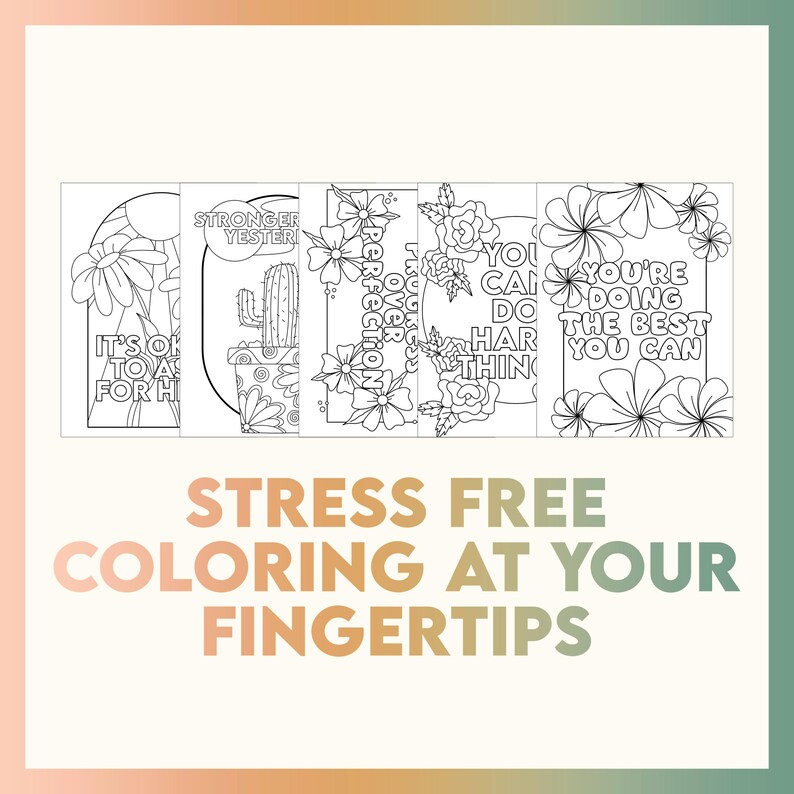 Mental Health Coloring Pages: Set #9, Anxiety & Stress Relief (digital ...