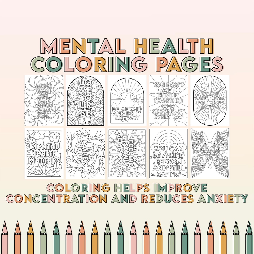 Set 7, Mental Health Coloring Pages, Guidance Therapy Printable, Teens ...