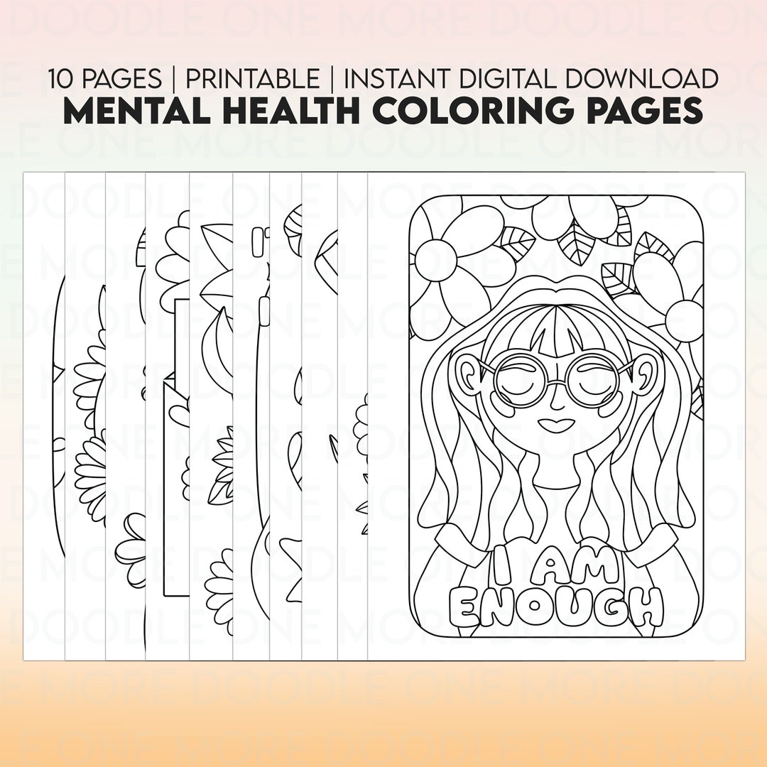 New I Am Enough Coloring Pages, Mental Health, Anxiety Relief, 10 ...