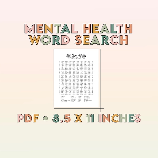 Self Care Word Search - Etsy