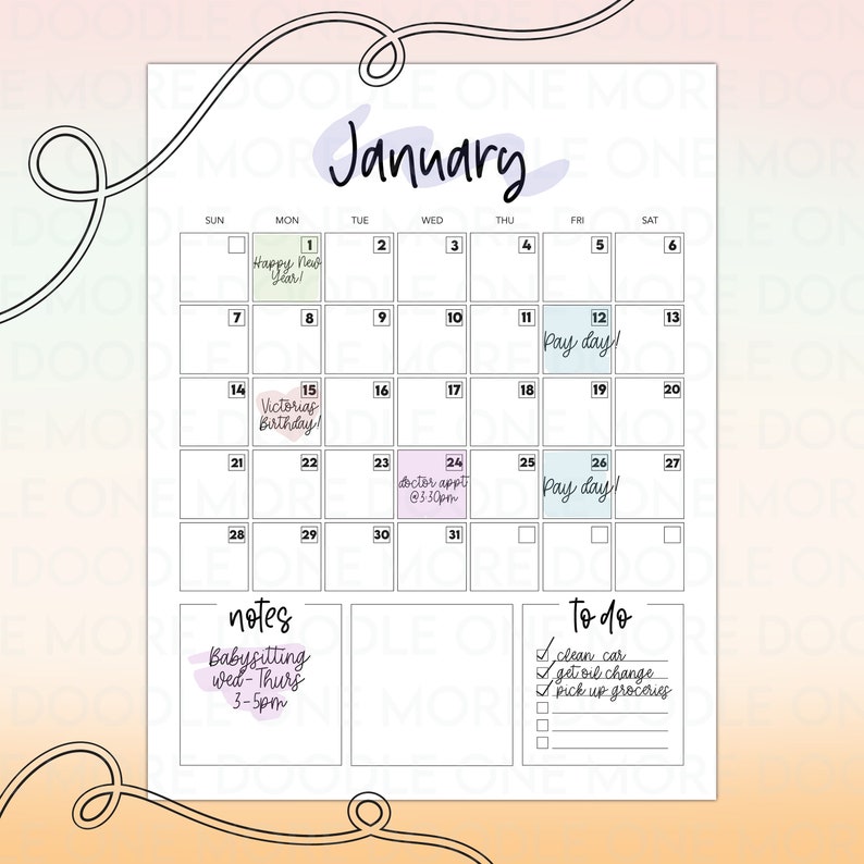 12 Month Calendar Printable Instant Digital Download - Etsy Australia