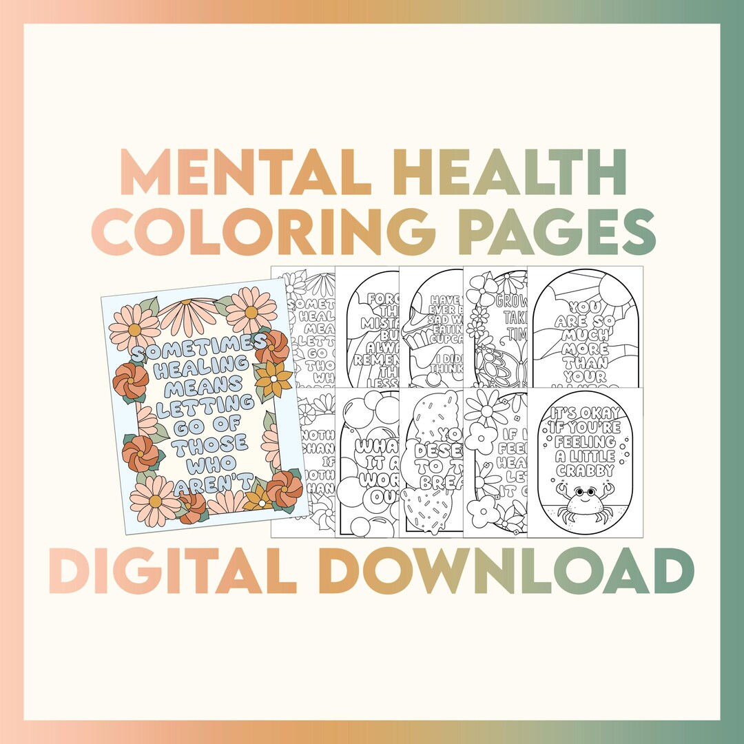 Anxiety Relief Coloring Pages: Mental Wellness Art (digital Download ...