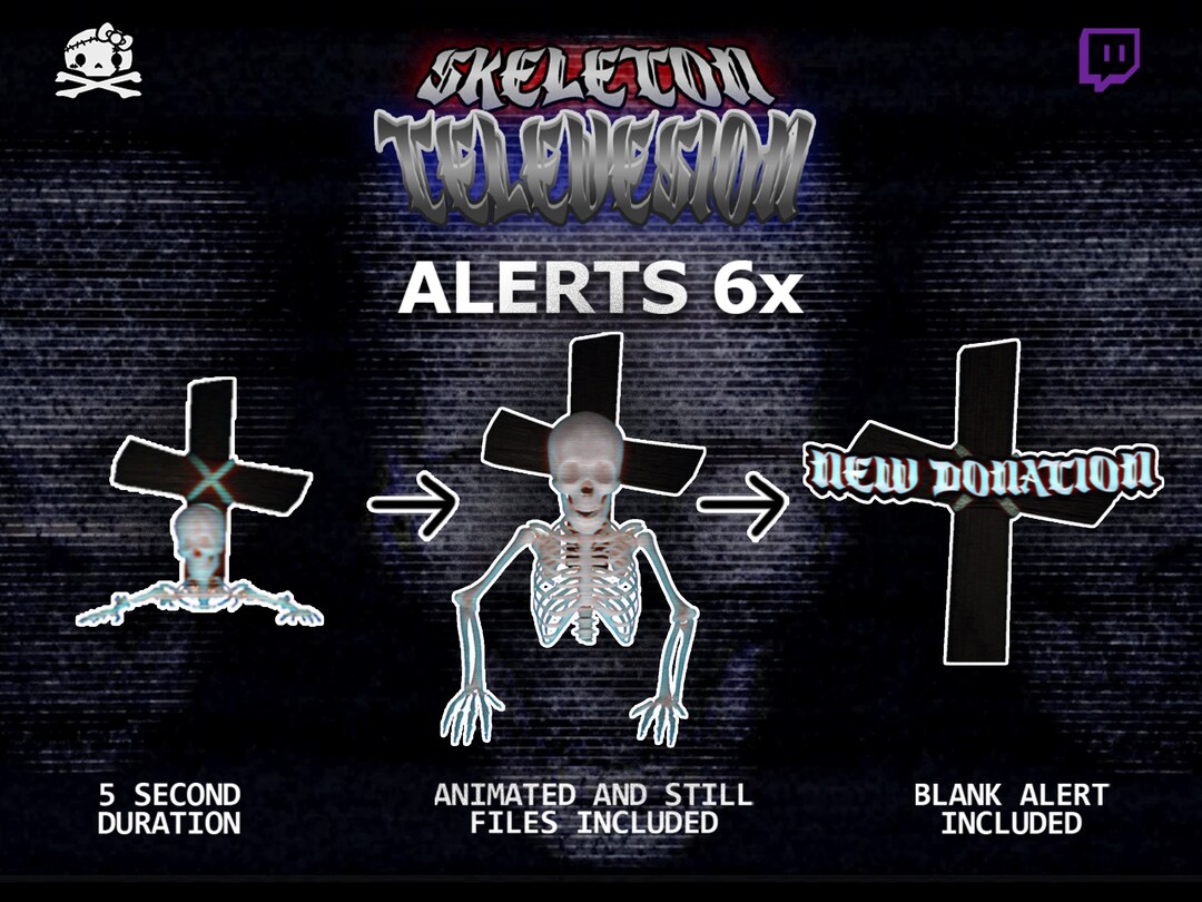 Skeleton Television - Animated ALERTS for TWITCH & YOUTUBE - Skull ...