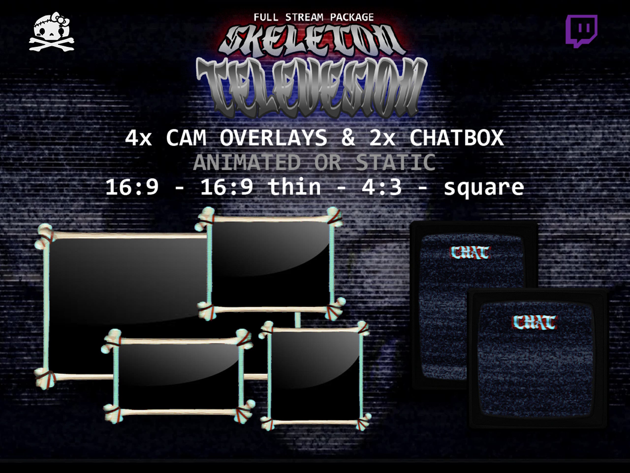 Skeleton Television Streaming Package for TWITCH - YOUTUBE - Digital ...