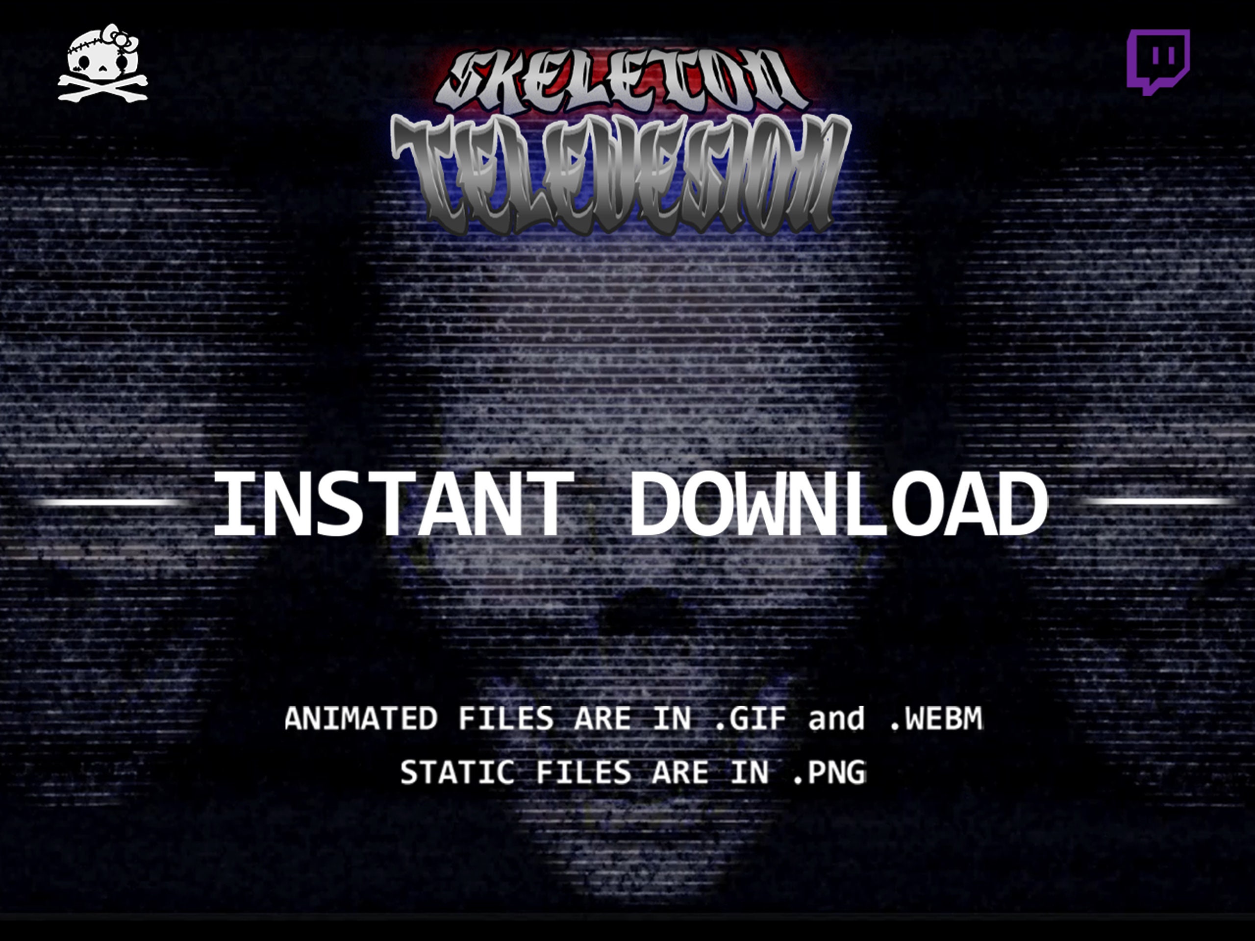 Skeleton Television Animated ALERTS for TWITCH & YOUTUBE Skull Retro, Video Game, Spooky Tv ...