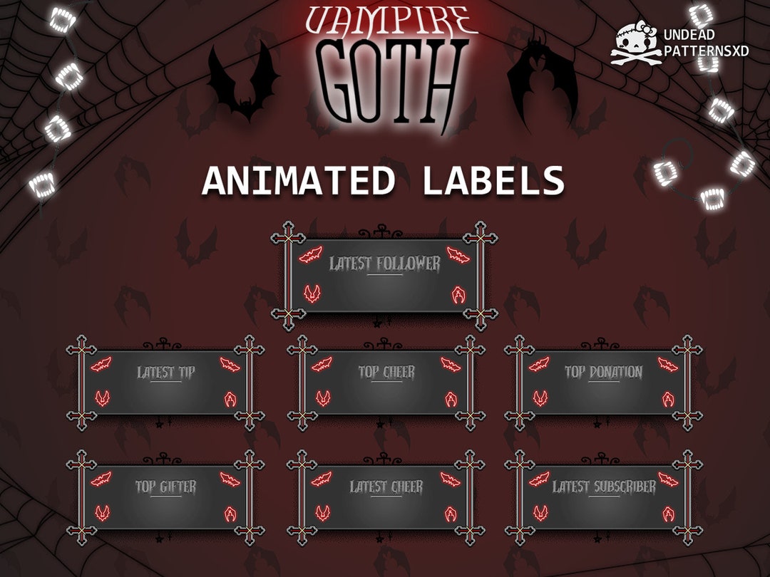 Vampire Goth Animated Stream Labels – Occult Twitch Graphics (GIF, PNG ...