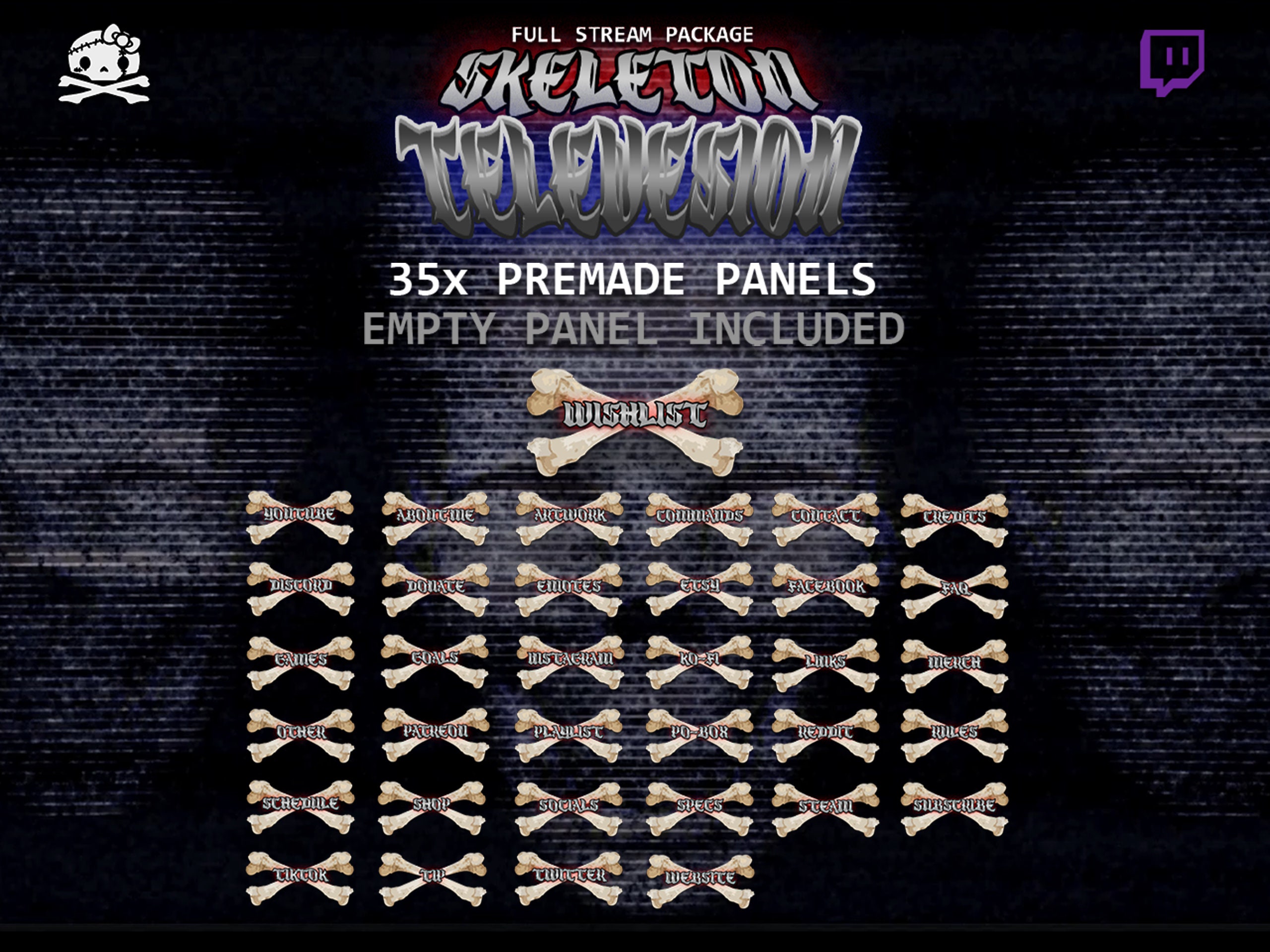 Skeleton Television Streaming Package for TWITCH - YOUTUBE - Digital ...