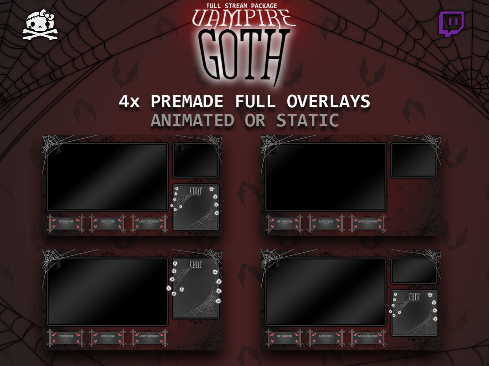 Vampire Gothic Pack -twitch, Youtube, Halloween Digital Assets ...