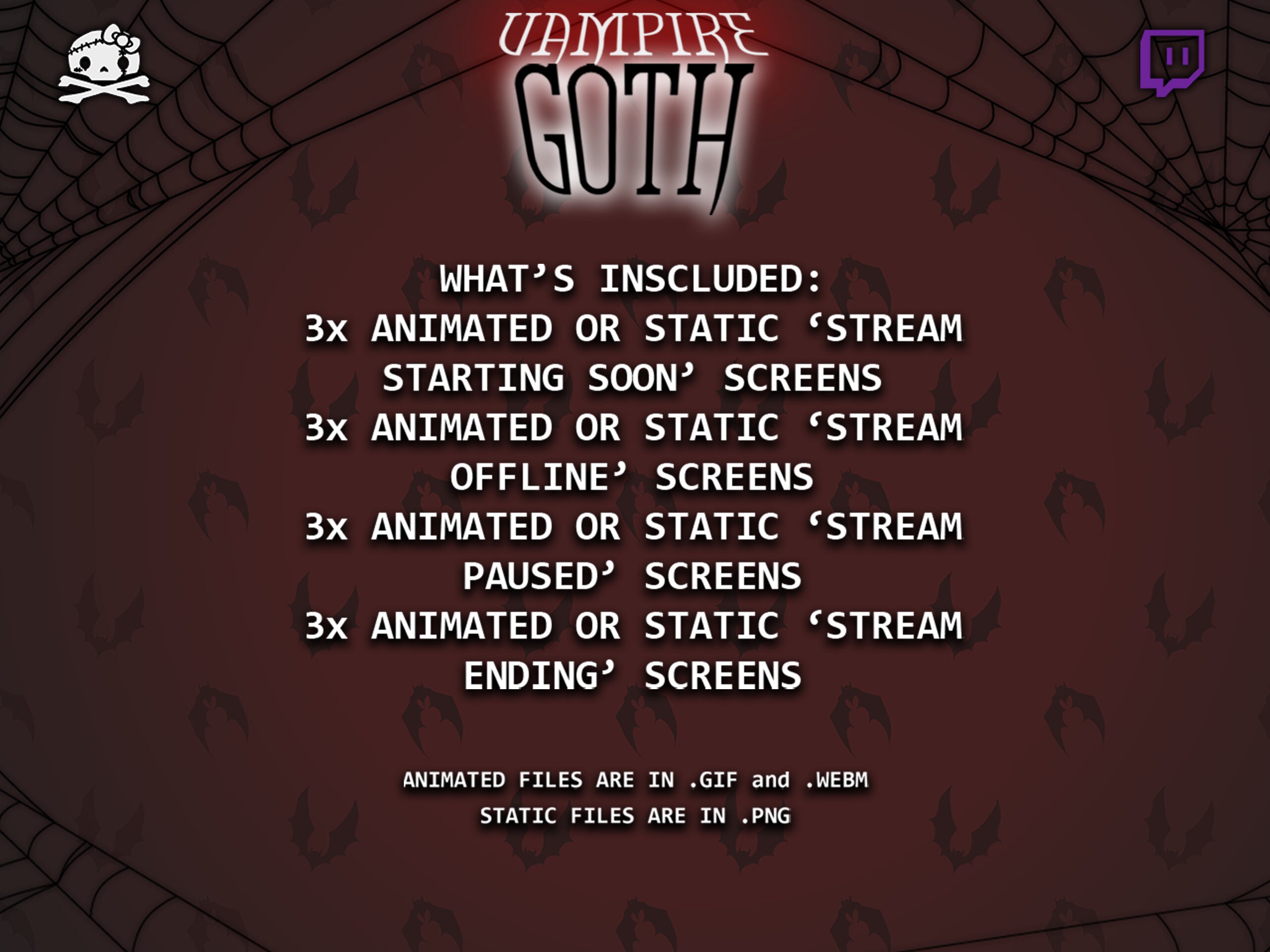 TWITCH Animated Stream Screens - Vampire Goth Scene - Occult Witch Vampiric Gothic - Red ...